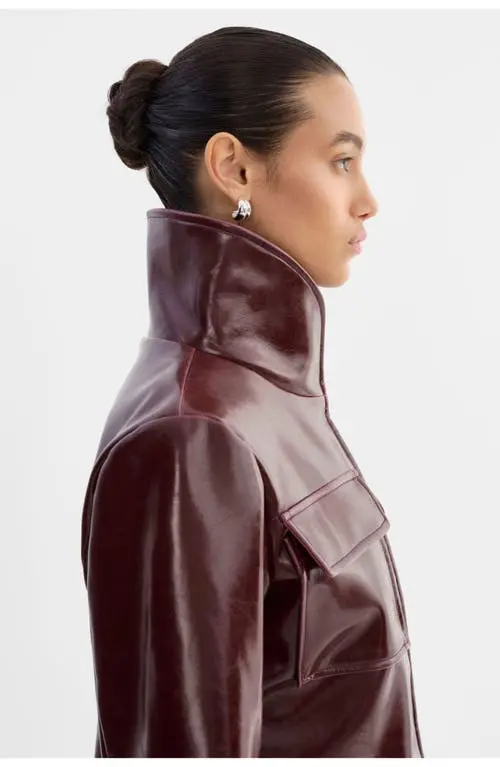 LAMARQUE Hedda Cropped Faux Leather Jacket - Bordeaux