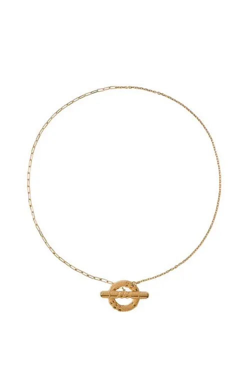 Burberry Check Granulation T-bar Necklace - Gold
