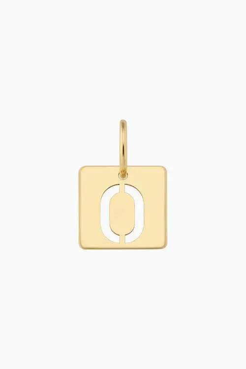 ORADINA 14k Yellow Gold Initial Tile Pendant Charm - Letter E