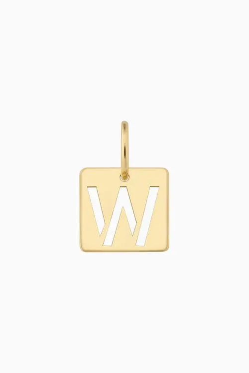 ORADINA 14k Yellow Gold Initial Tile Pendant Charm - Letter F