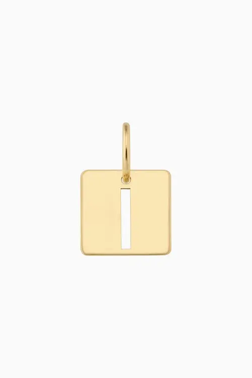 ORADINA 14k Yellow Gold Initial Tile Pendant Charm - Letter G
