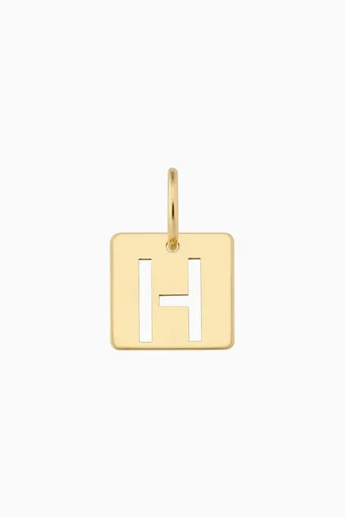 ORADINA 14k Yellow Gold Initial Tile Pendant Charm - Letter Z