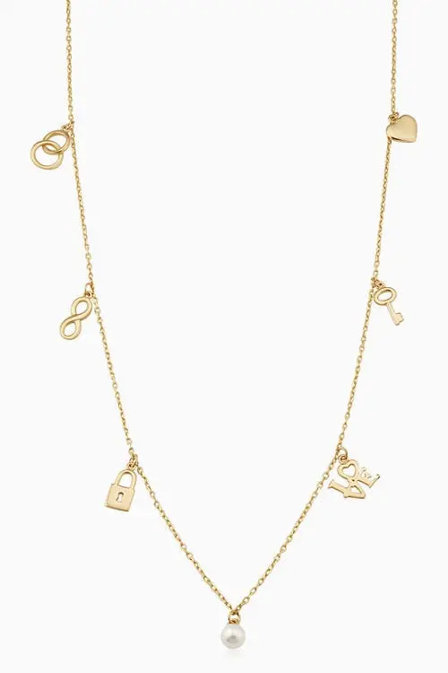 ORADINA Forever Yours Charm Necklace - 14k Yellow Gold