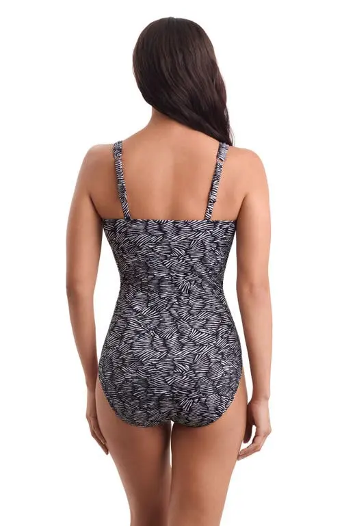 SHAPESOLVER SPORT Shirred Bodice Tank One-piece Swimsuit - Shifting Shape