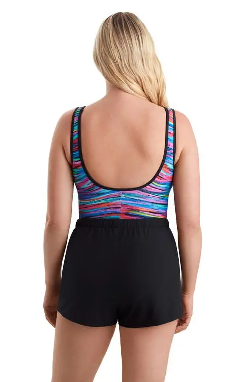 SHAPESOLVER SPORT Binded Scoopneck Chlorine Resistant One-piece Swimsuit