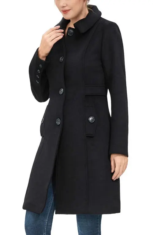 KIMI + KAI Arina Wool Blend Walking Coat - Black