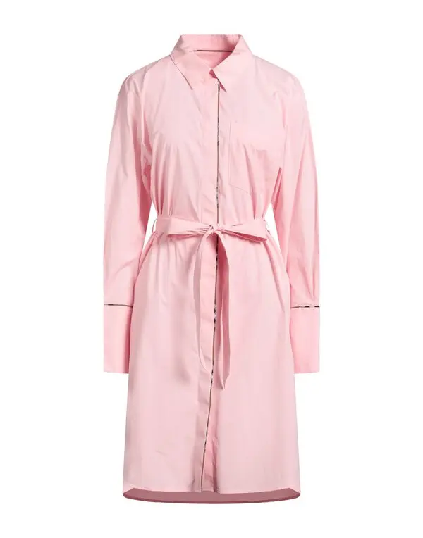 Burberry Midi Shirt Dress With Belt - Pink