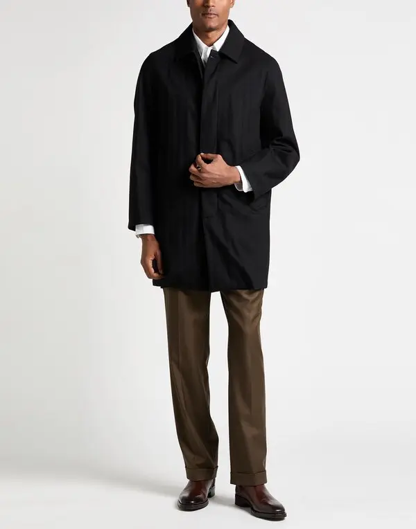 PALTO' Single-breasted Flannel Coat - Black