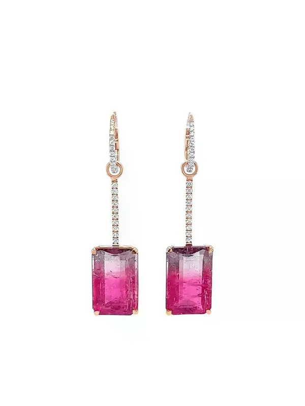 LISA NIK 18k Rose Gold Diamond And Tourmaline Drop Earrings - Pink