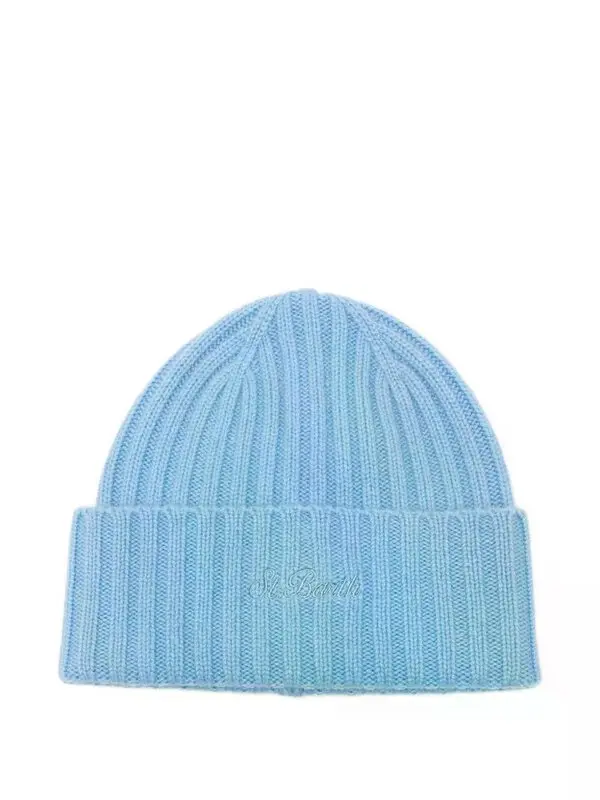 MC2 SAINT BARTH Wengen Cashmere Ribbed Embroidered Hat - Blue