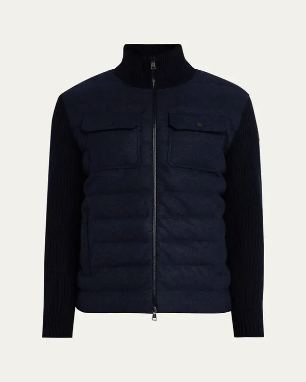 Moncler Down-filled Wool Knit Full-zip Cardigan