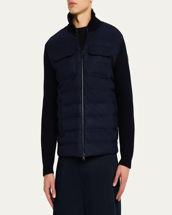 Moncler Down-filled Wool Knit Full-zip Cardigan
