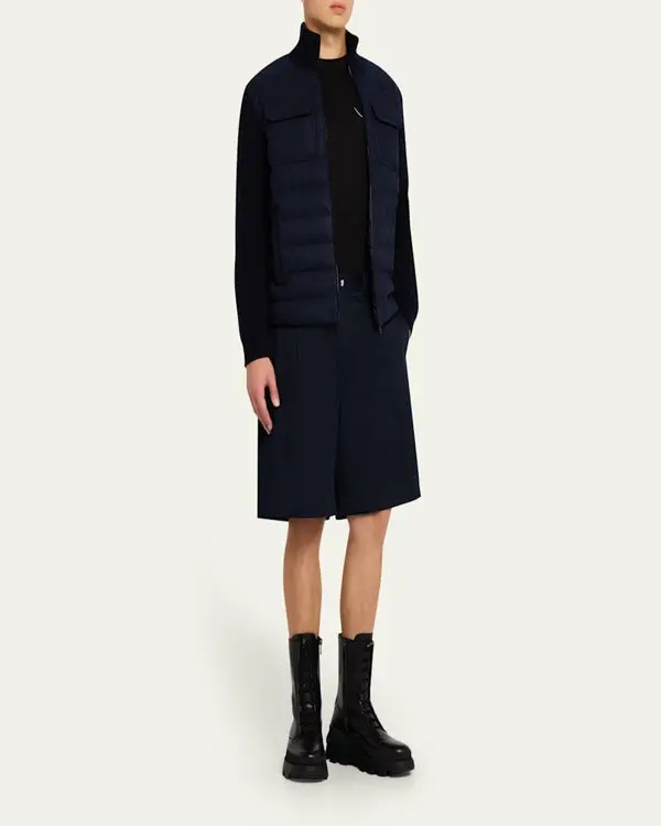 Moncler Down-filled Wool Knit Full-zip Cardigan