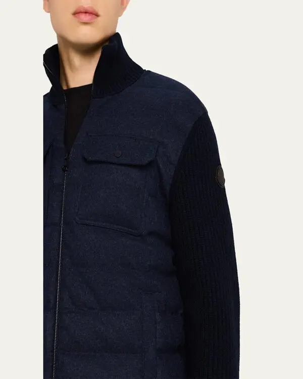 Moncler Down-filled Wool Knit Full-zip Cardigan