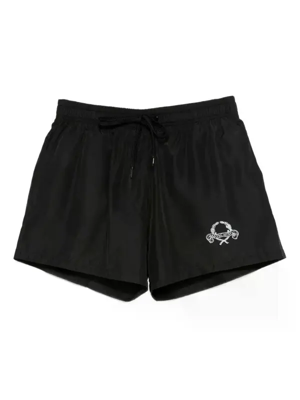 Moschino Logo Drawstring Beach Shorts - Black