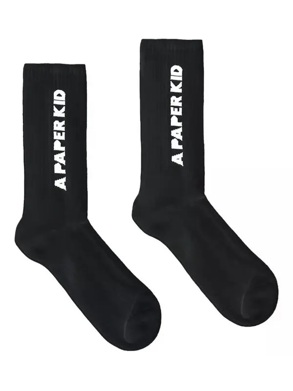A PAPER KID Logo Socks - Black