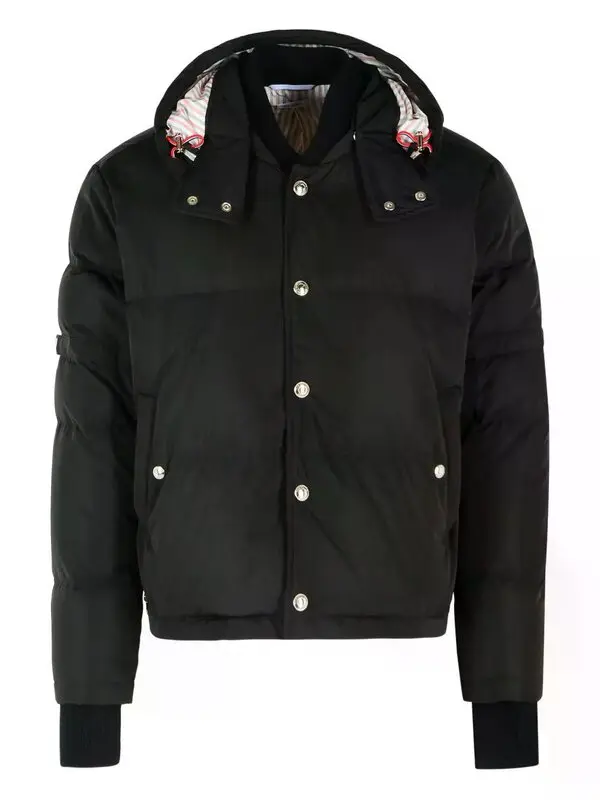 Thom Browne Button Hooded Grosgrain Jacket - Black