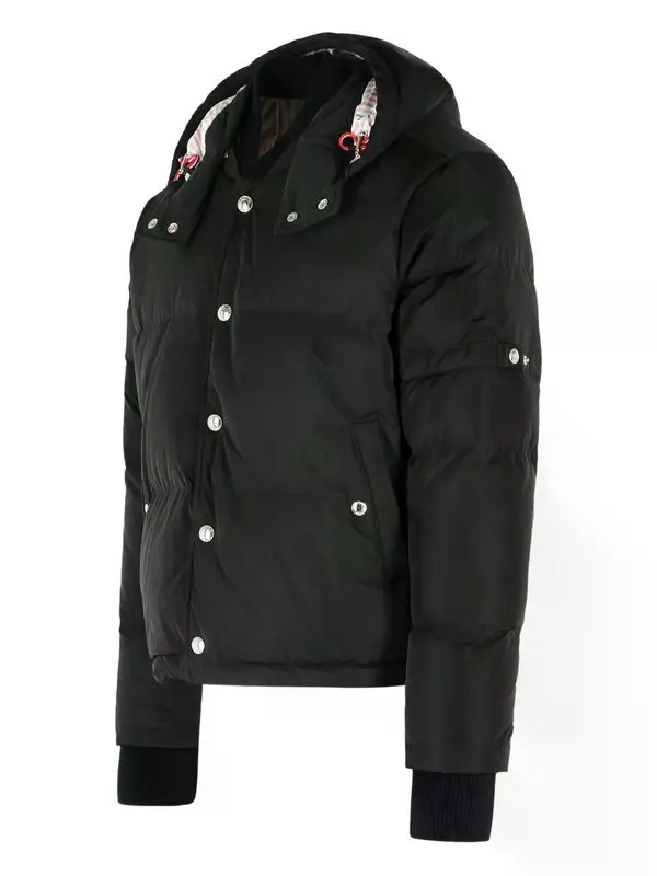 Thom Browne Button Hooded Grosgrain Jacket - Black