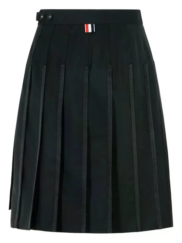 Thom Browne Pleated Grosgrain Midi Skirt - Black