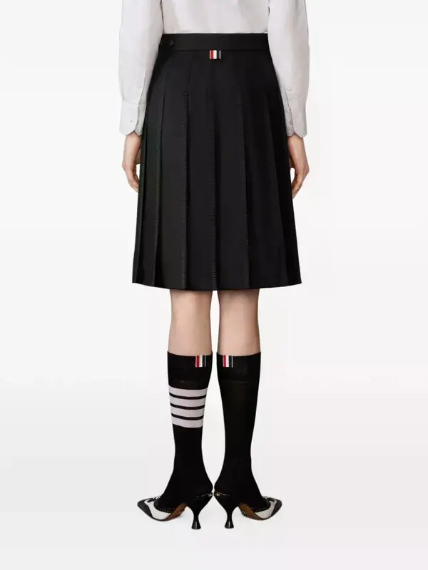 Thom Browne Pleated Grosgrain Midi Skirt - Black