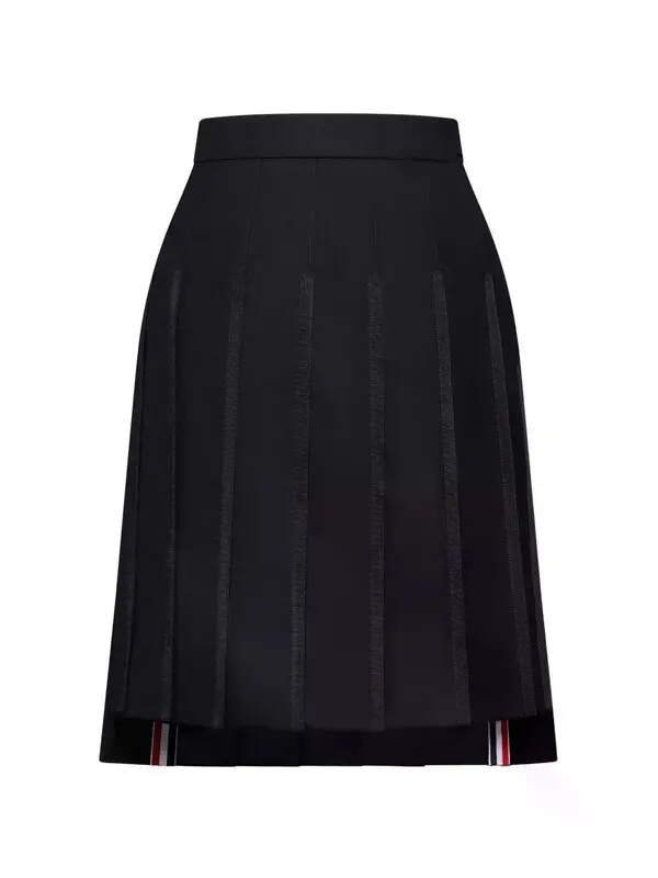 Thom Browne Pleated Grosgrain Midi Skirt - Black