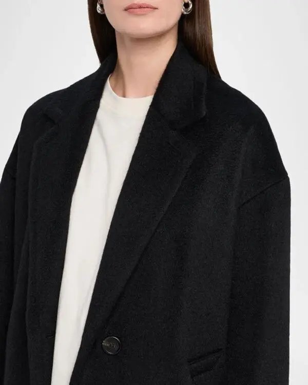 GOLDEN GOOSE Single-breasted Cocoon Coat - Black