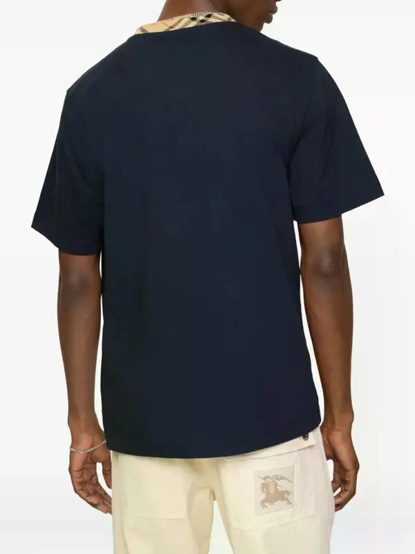 Burberry Check Trim Cotton T-shirt - Blue