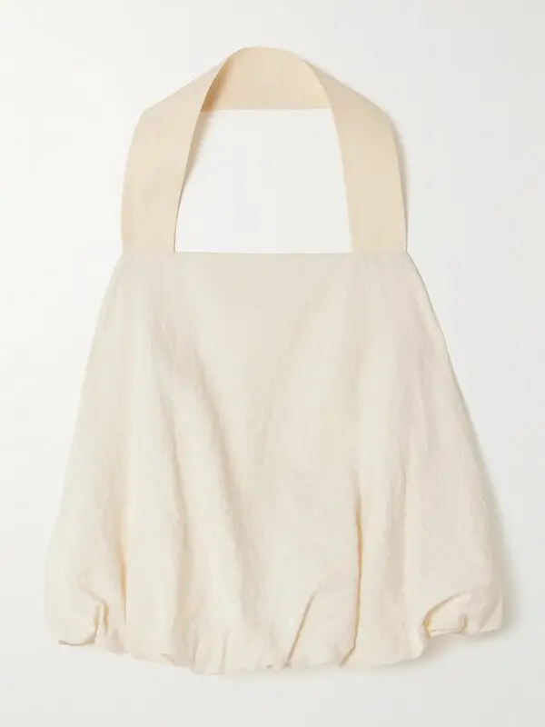 ST. AGNI Cloud Twisted Crinkled Silk-blend Halterneck Top