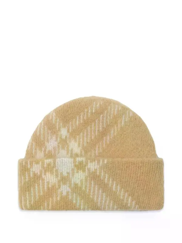 Burberry Mohair Wool Blend Beanie - Neutrals