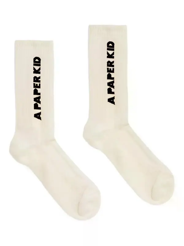 A PAPER KID Ribbed Socks - Neutrals
