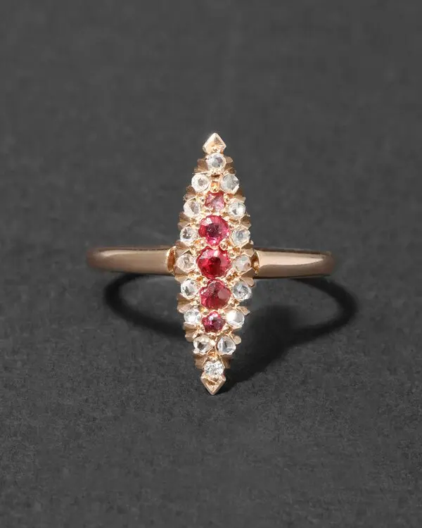 Alexis Bittar Antique Victorian 14k Ring With Ruby And Diamonds - Gold