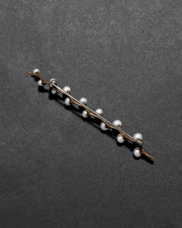 Alexis Bittar Vintage Bronze And Cultured Pearl Pin - Clear