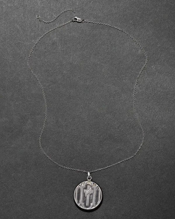Alexis Bittar Antique Sterling Cross Locket Pendant Necklace - Silver