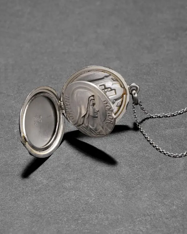 Alexis Bittar Antique Sterling Cross Locket Pendant Necklace