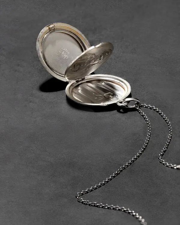 Alexis Bittar Antique Sterling Cross Locket Pendant Necklace