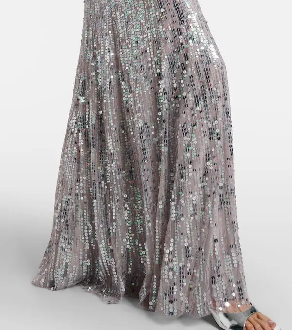Jenny Packham Celeste Embellished Gown - Silver