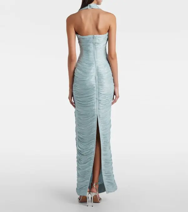 MARMAR HALIM Pleated Crêpe Corset Gown - Blue