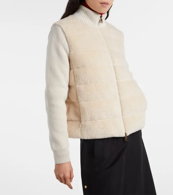 Moncler Down-paneled Teddy Cardigan - White