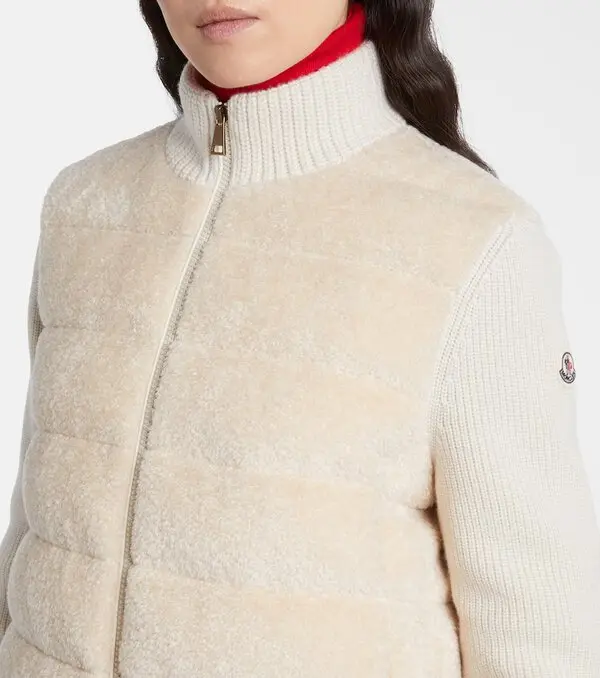 Moncler Down-paneled Teddy Cardigan - White