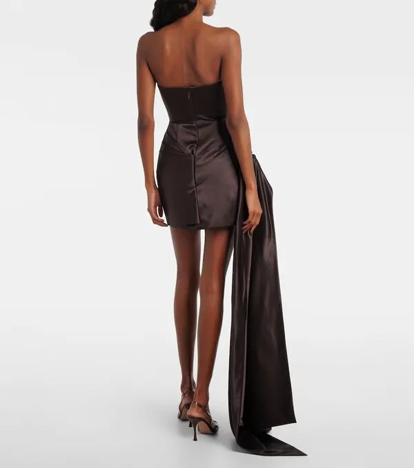 Alex Perry Draped Satin Bustier Dress