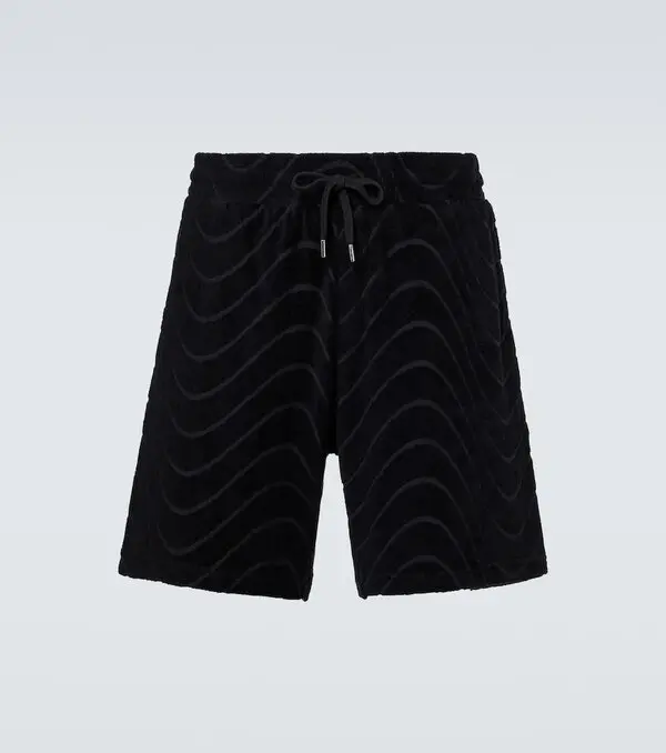 Frescobol Carioca Embroidered Cotton-blend Terry Shorts - Black