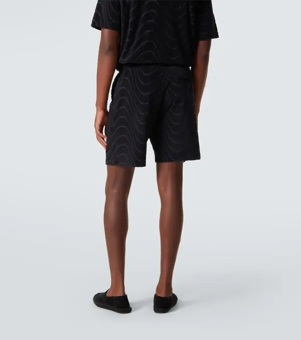 Frescobol Carioca Embroidered Cotton-blend Terry Shorts - Black