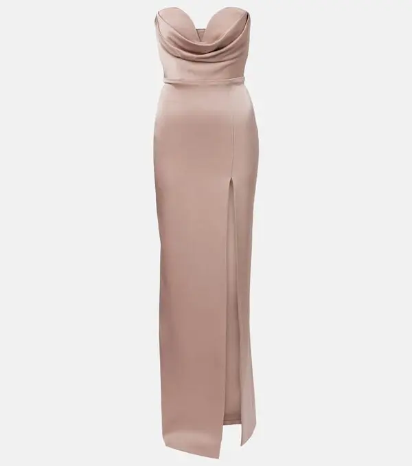 Alex Perry Draped Satin Bustier Gown
