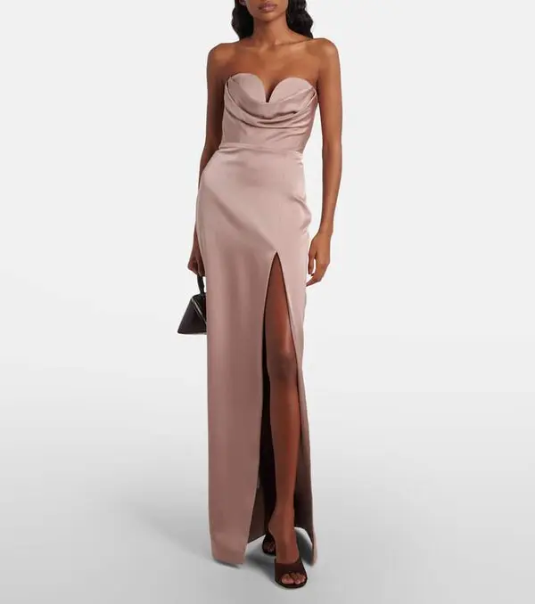 Alex Perry Draped Satin Bustier Gown