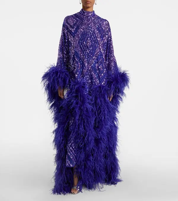 TALLER MARMO Casta Diva Follies Sequined Tulle Kaftan