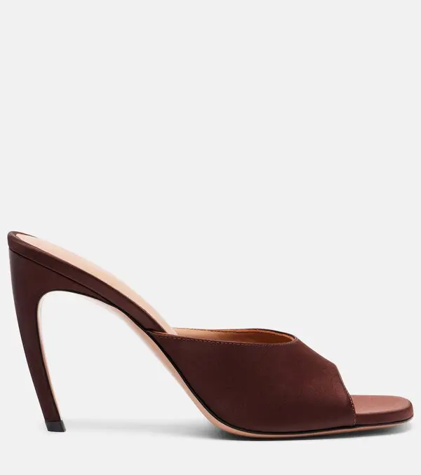 Attico Betta 95 Satin Mules - Brown