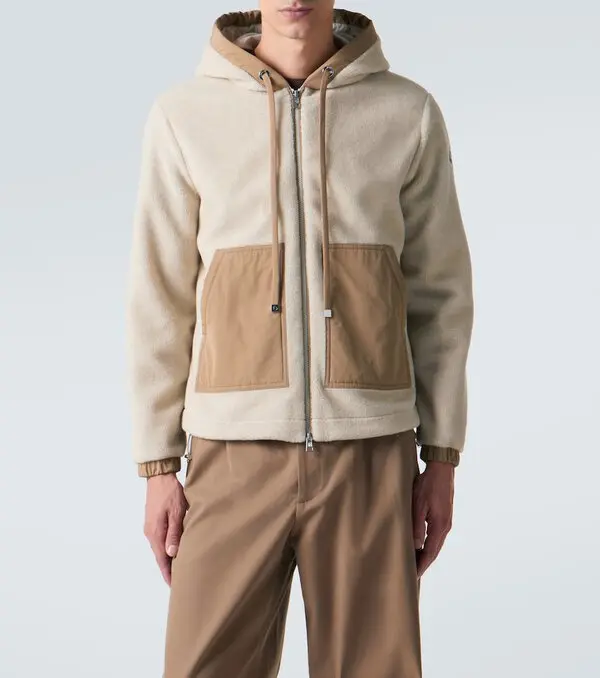 Moncler Fleece Zip-up Hoodie - Beige