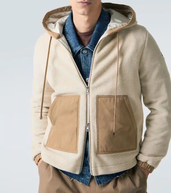 Moncler Fleece Zip-up Hoodie - Beige