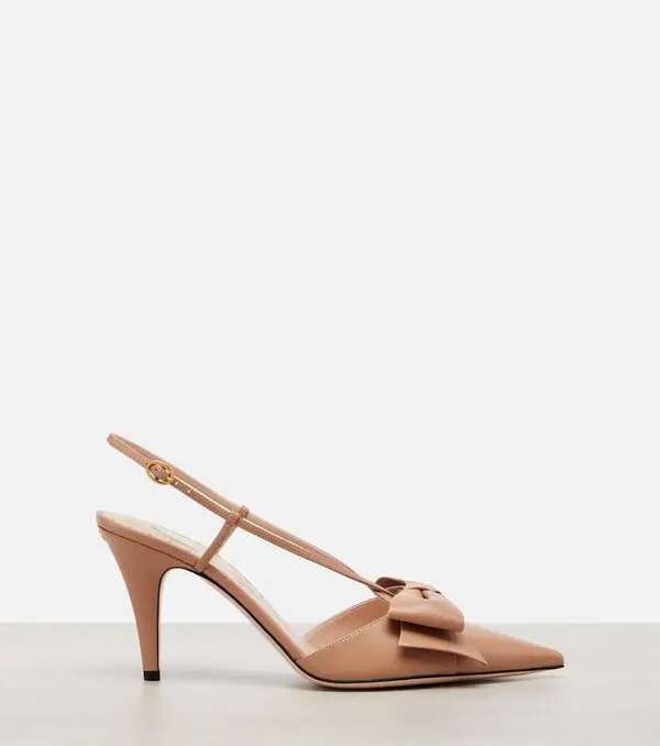 Valentino Garavani Bowow 85 Leather Slingback Pumps - Pink