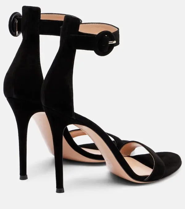 GIANVITO ROSSI Portofino 105 Suede Sandals - Black